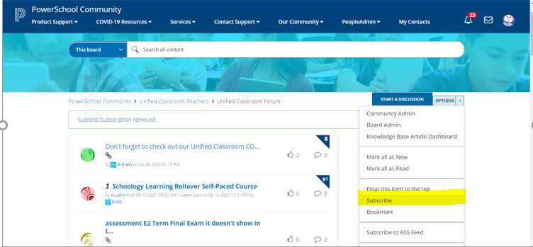 Subscriptions and Notifications - PowerSchool Community