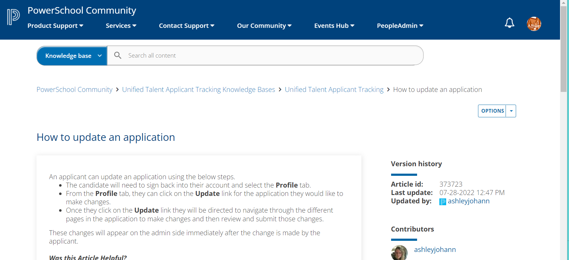 Re: How to update an application - PowerSchool Community