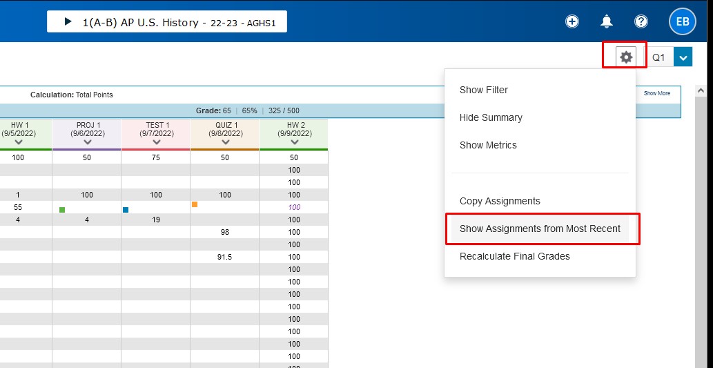 Assignments show newest to oldest - PowerSchool Community