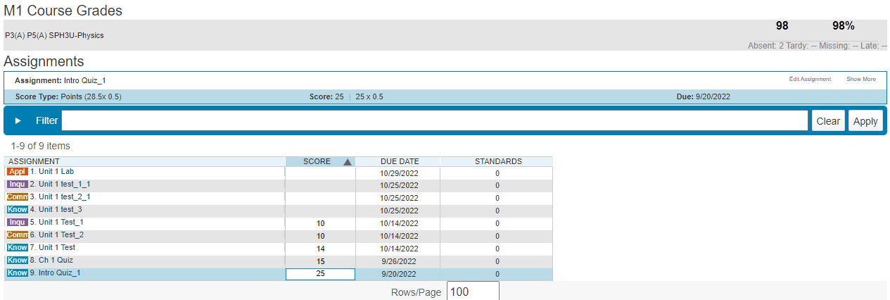How to view scores as percentages - PowerSchool Community