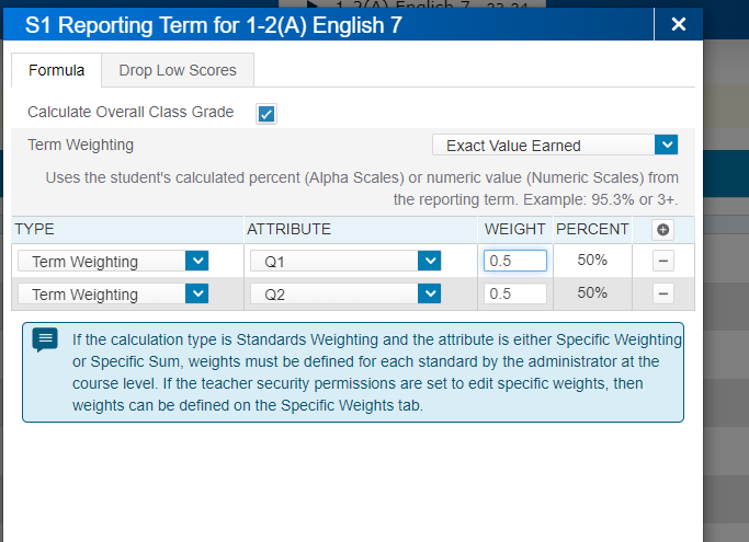 Quarter 1 grade is an A, but showing a F for S1 and Y grade ...